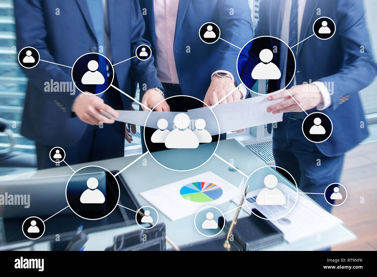 HR - Human resources management concept on blurred business center ...