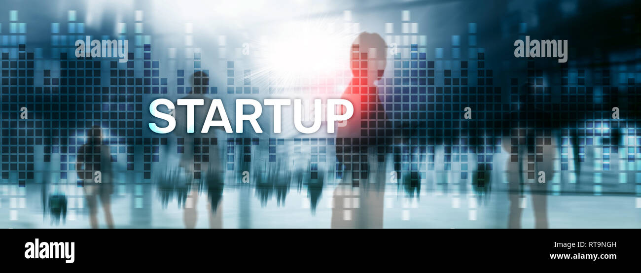 Startup concept with double exposure diagrams blurred background Stock ...