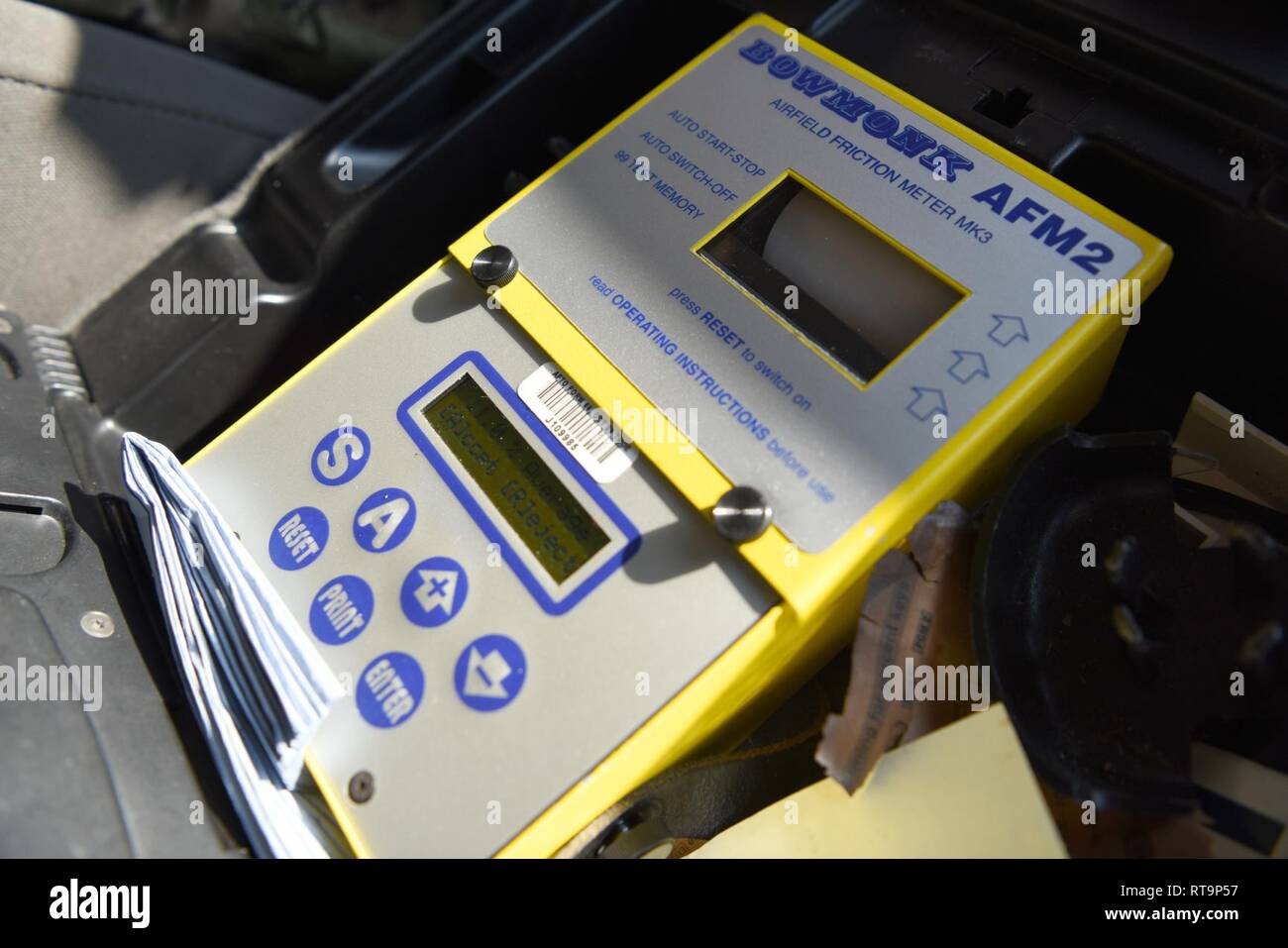 An airfield friction meter, which measures runway surface conditions ...