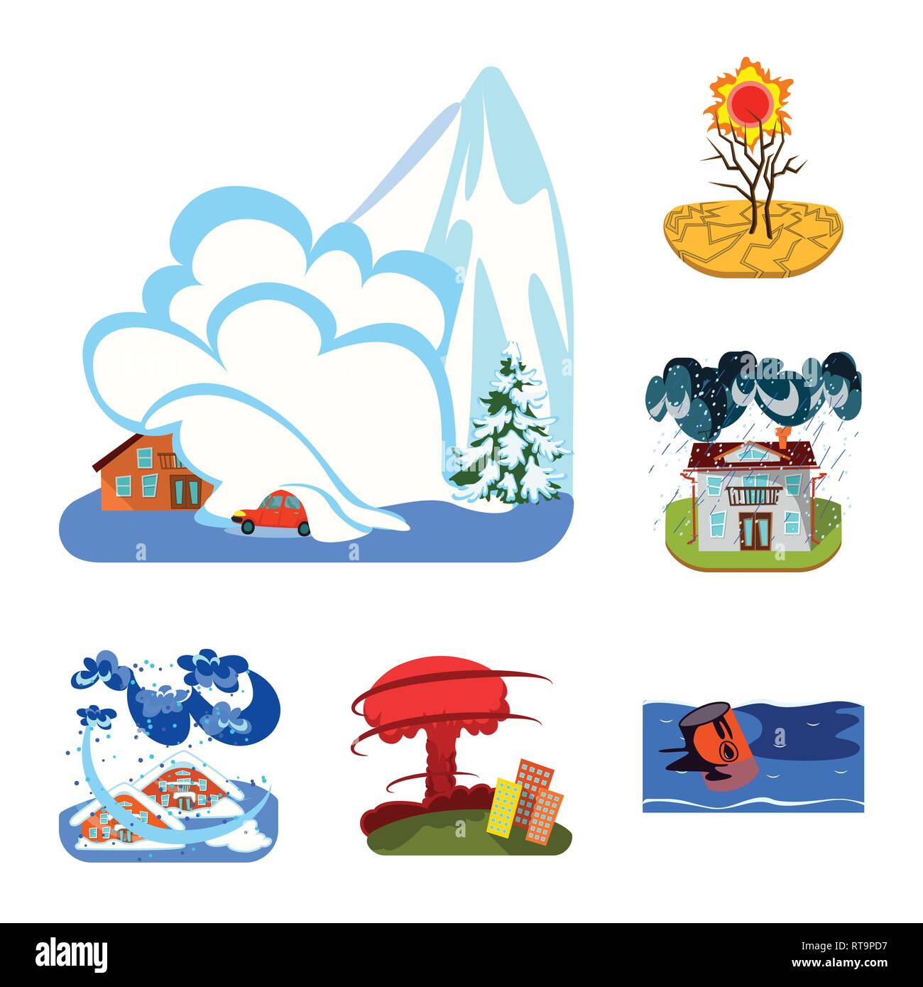 Vector illustration of cataclysm and disaster logo. Collection of ...