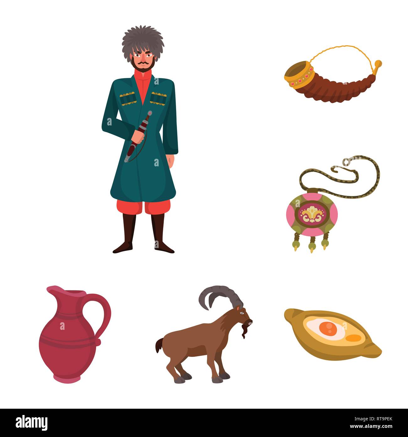 Isolated object of Caucasus and traditions icon. Collection of Caucasus ...
