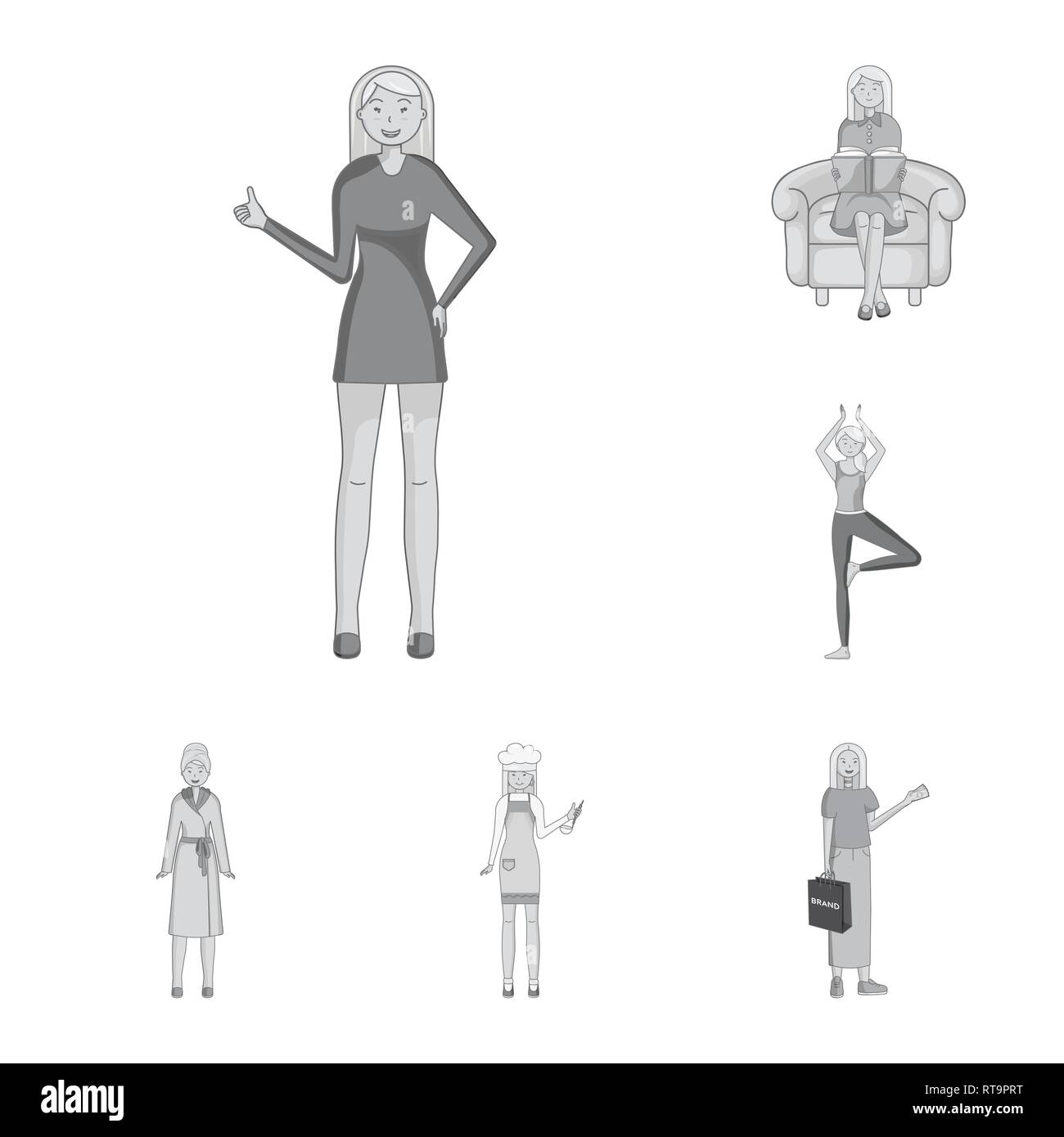 Vector design of emotions and female icon. Collection of emotions and ...