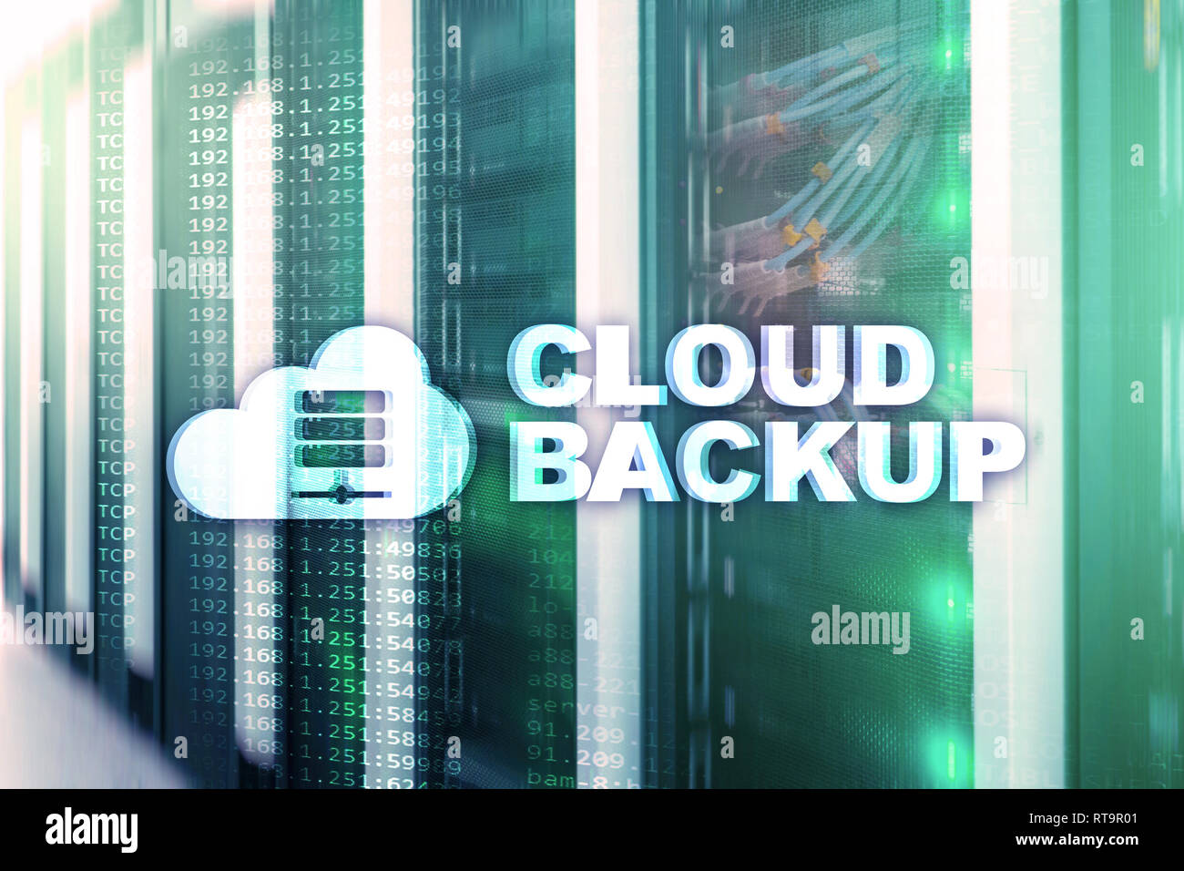 Cloud backup. Server data loss prevention. Cyber security Stock Photo ...