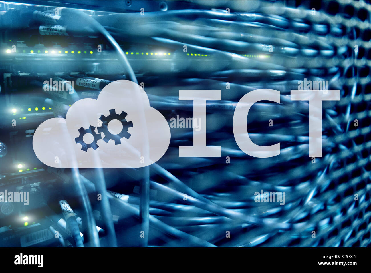 ICT - information and communications technology concept on server room ...