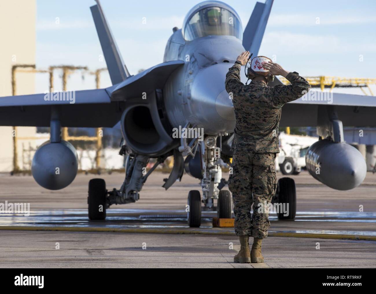 A Marine from Marine Fighter Attack Squadron (VMFA) 232, Marine ...