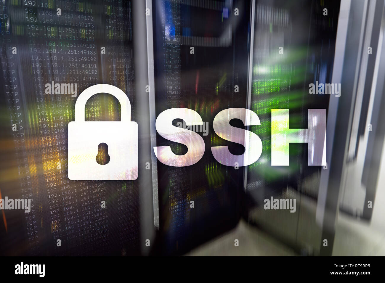 Ssh Secure Shell Protocol And Software Data Protection Internet And Telecommunication Concept