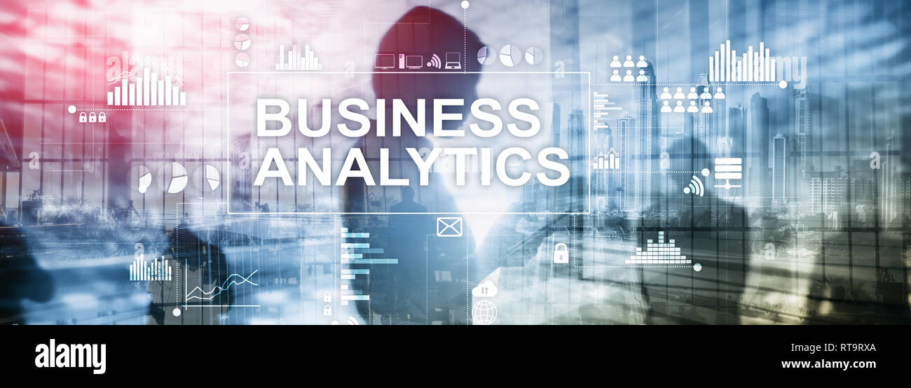 Business analytics concept on double exposure background Stock Photo ...
