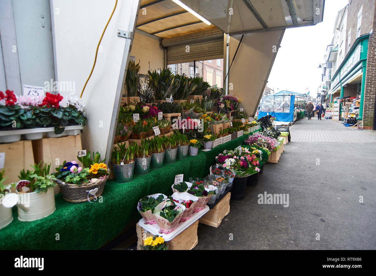 Spring flowers on sale a market stall Stock Photo - Alamy