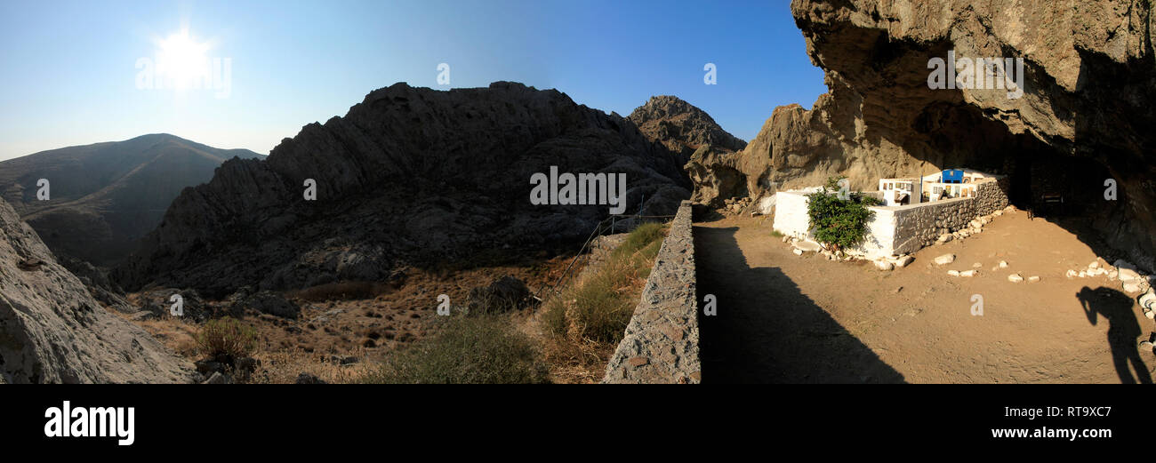 Panoramic view of Panagia Kakaviotissa's secluded cave chapel built in ...