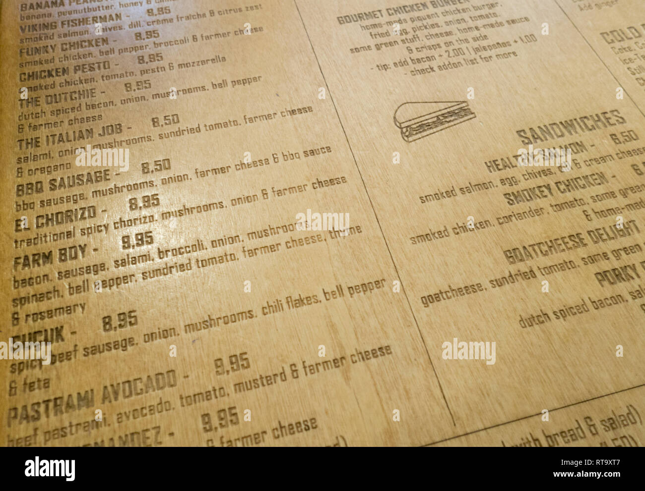 Omelegg omelette cafe wooden menu's - Amsterdam, Holland Stock Photo ...