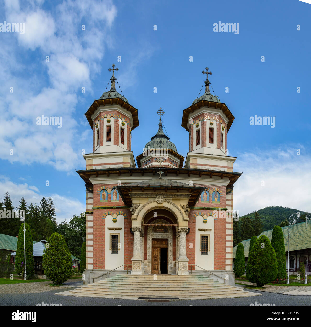 The Holy Monastery of Sinaia, located near Peles castle in Sinaia ...