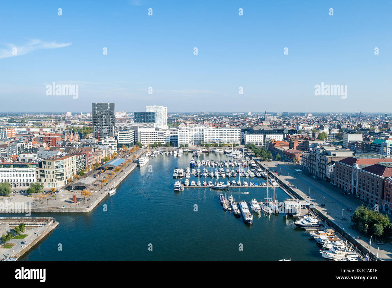 Belgium, Antwerp - September 27, 2015: view from above of Kattendijkdok ...