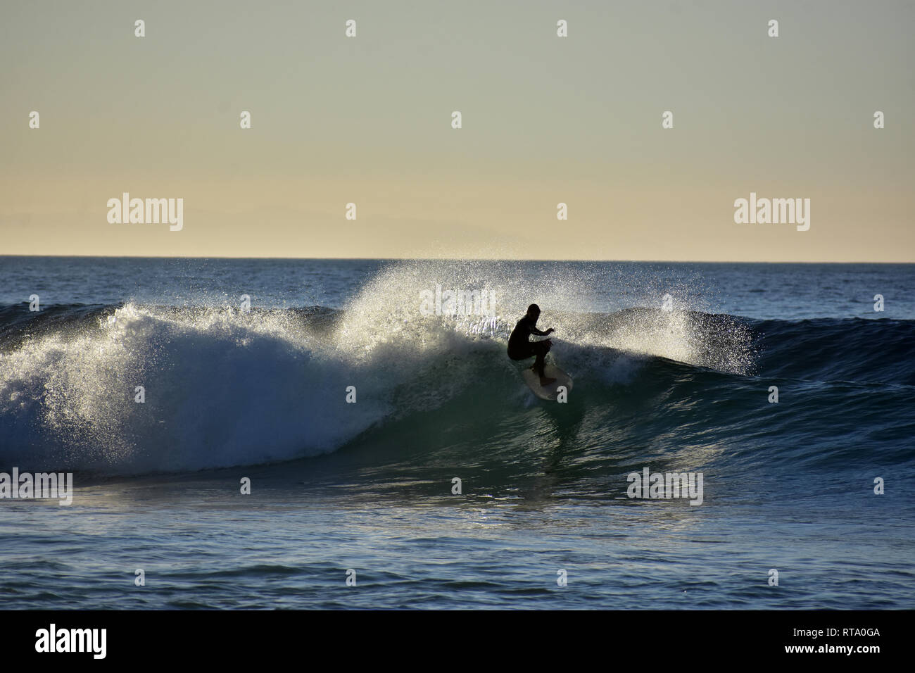 Surfers on the atlantic ocean waves in la pared on fuerteventura canary ...
