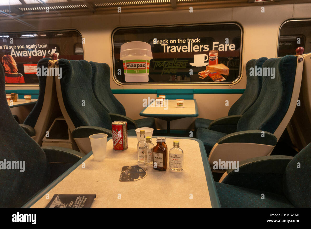 Tables inside a 1970's InterCity Pullman Business class carriage on ...