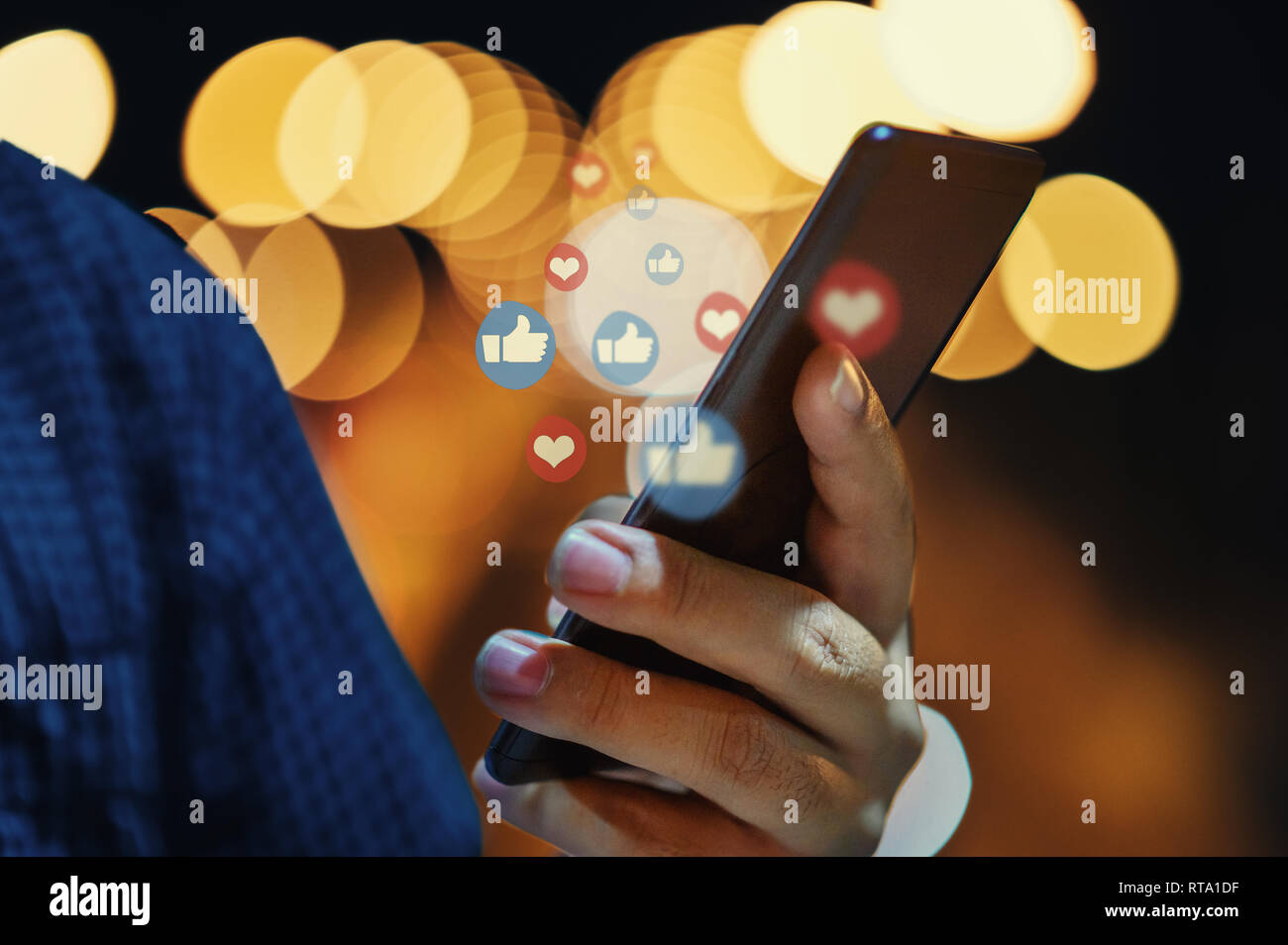 Hand using smart phone with Social media concept Stock Photo - Alamy