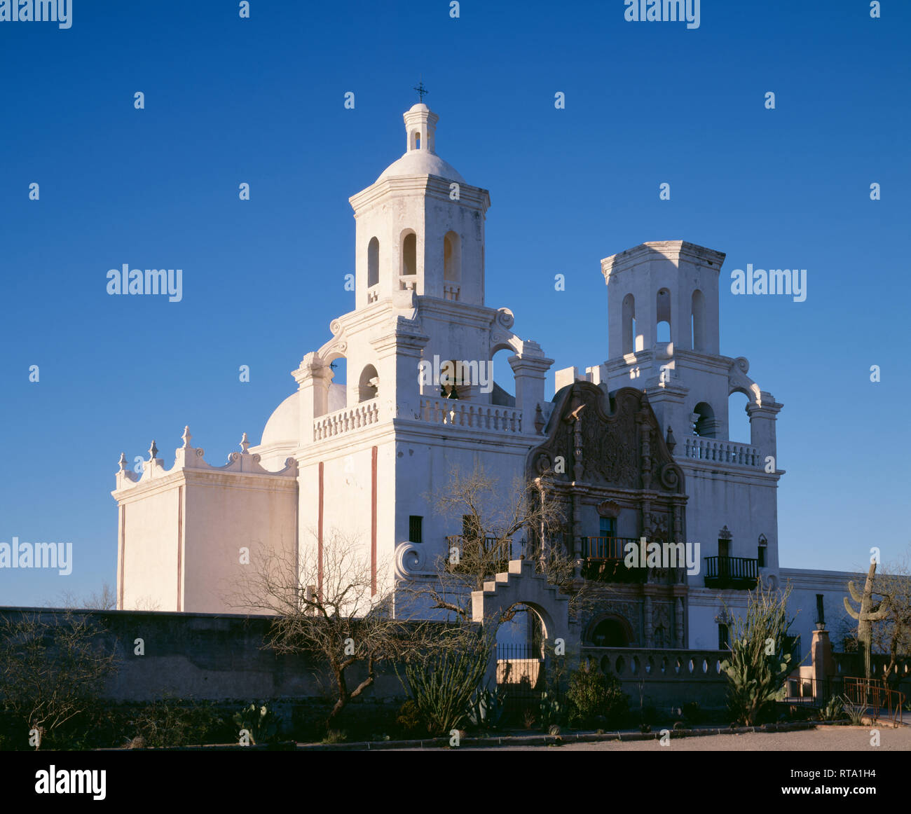 USA, Arizona, San Xavier Indian Reservation, Mission San Xavier del Bac ...