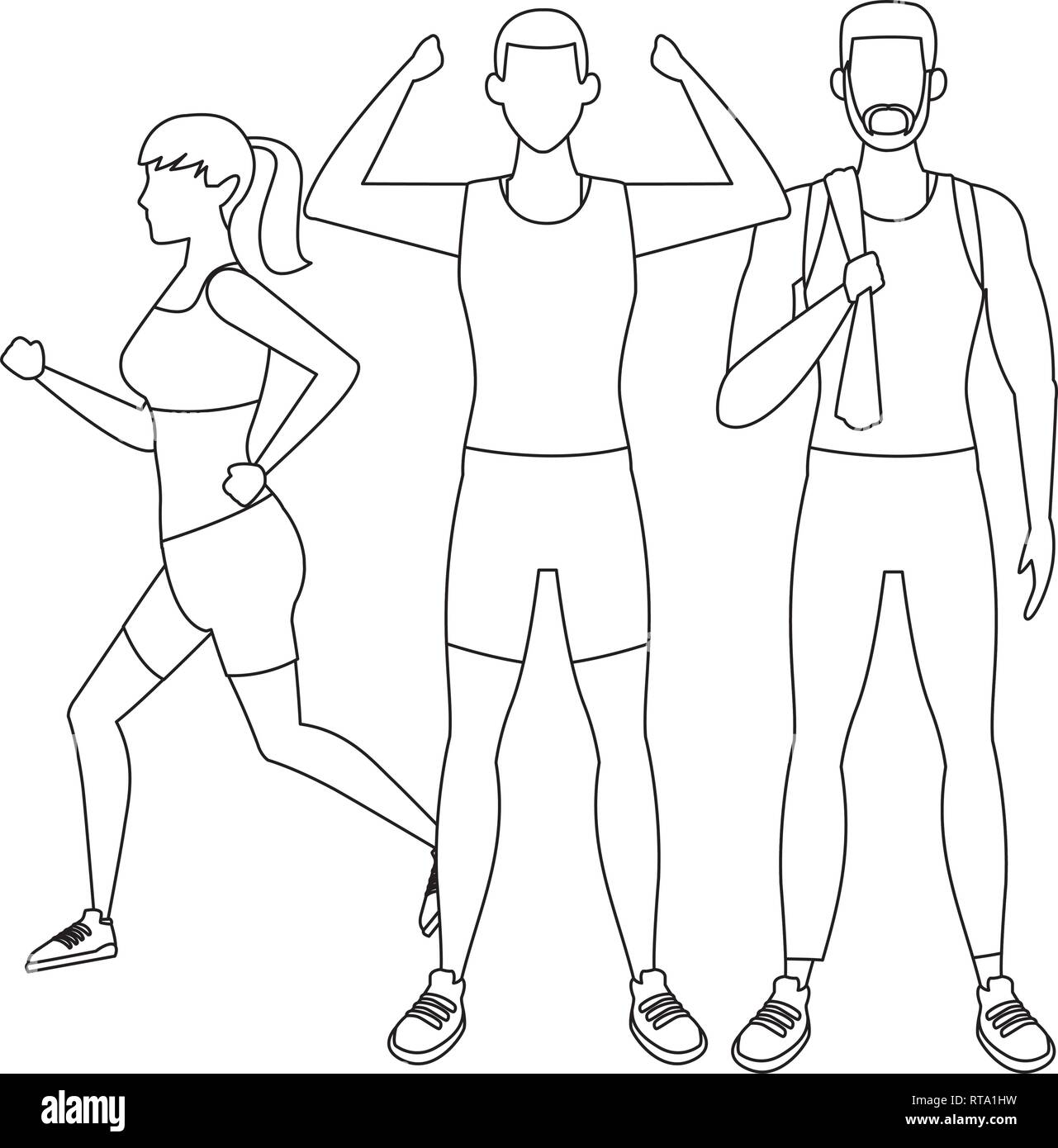 People exercising together Black and White Stock Photos & Images - Alamy