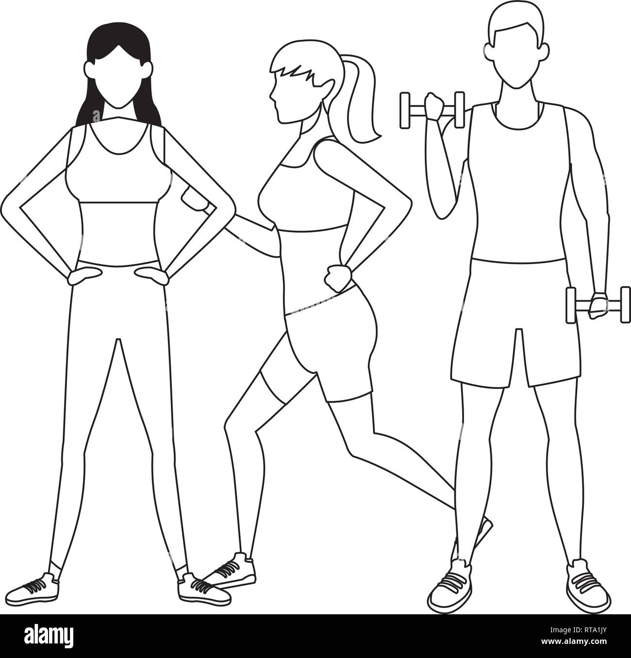 People exercising together Black and White Stock Photos & Images - Alamy