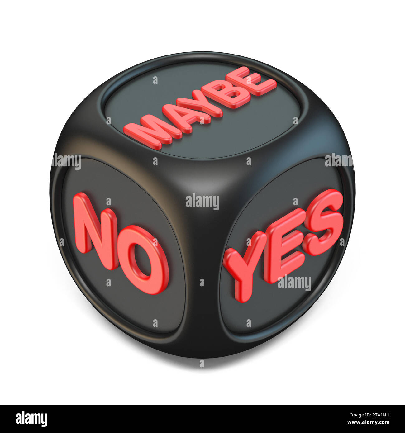 Black YES, NO, MAYBE dice 3D rendering illustration isolated on white ...