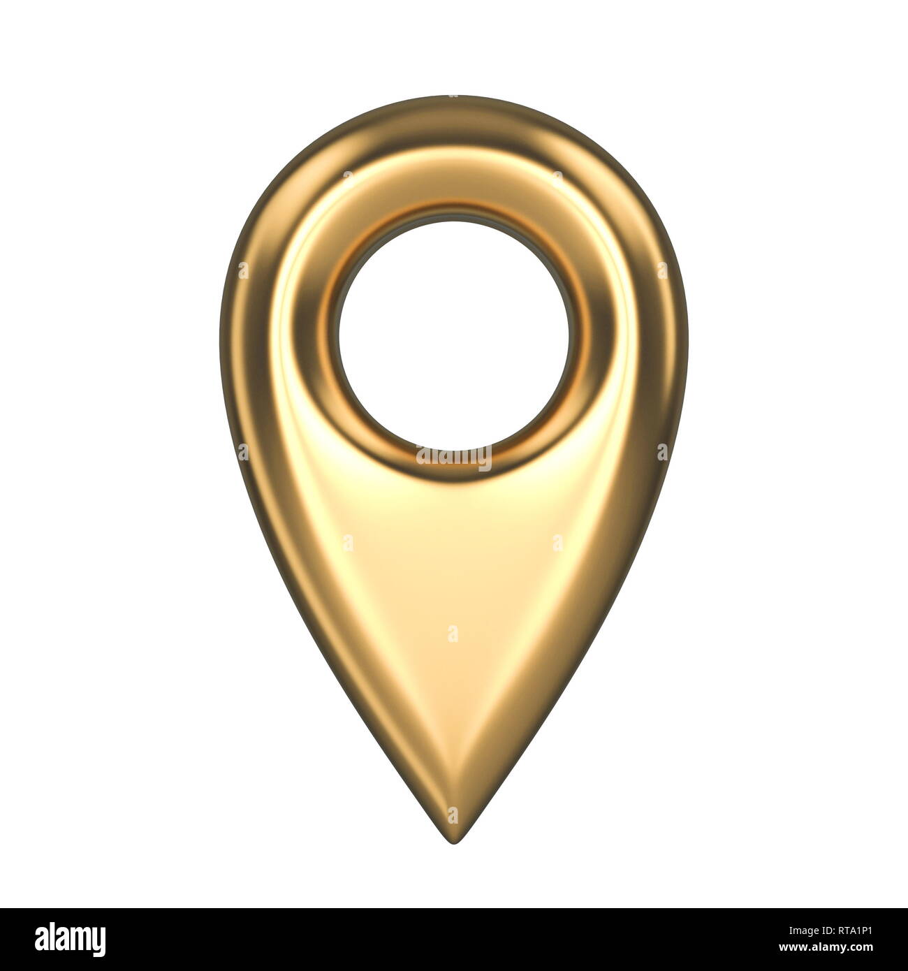 Golden map pointer 3D rendering illustration isolated on white ...