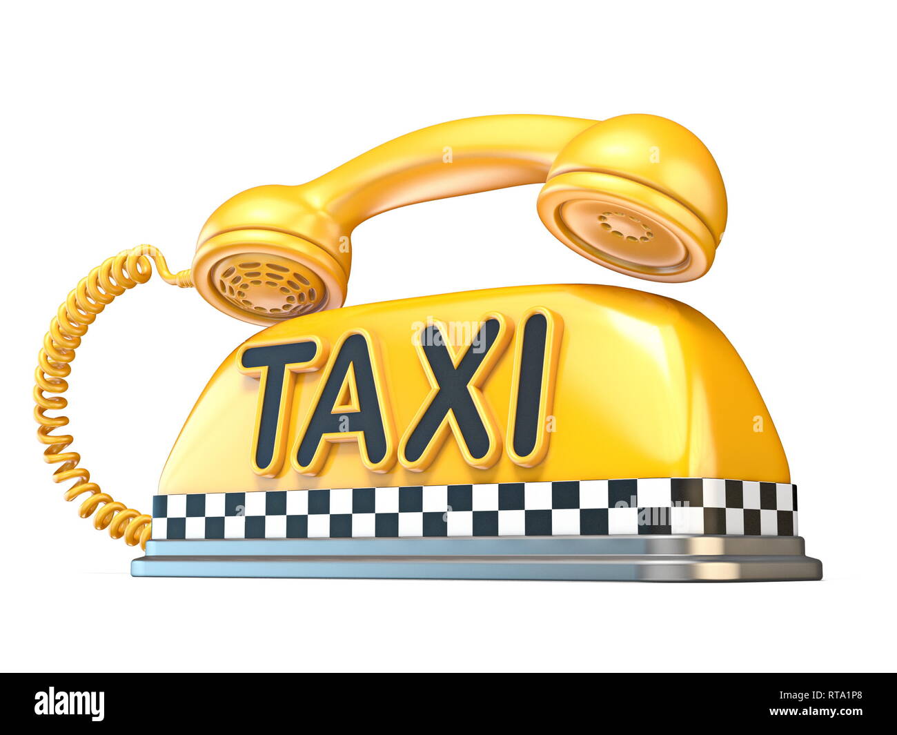 Taxi sign with telephone handset 3D rendering illustration isolated on ...