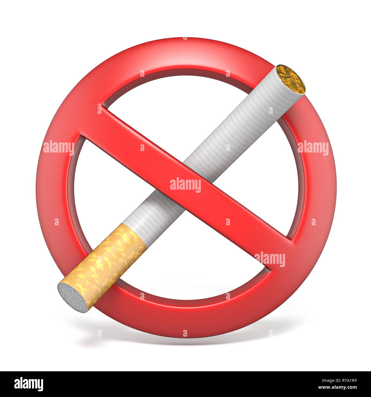 No smoking red sign 3D rendering illustration isolated on white ...