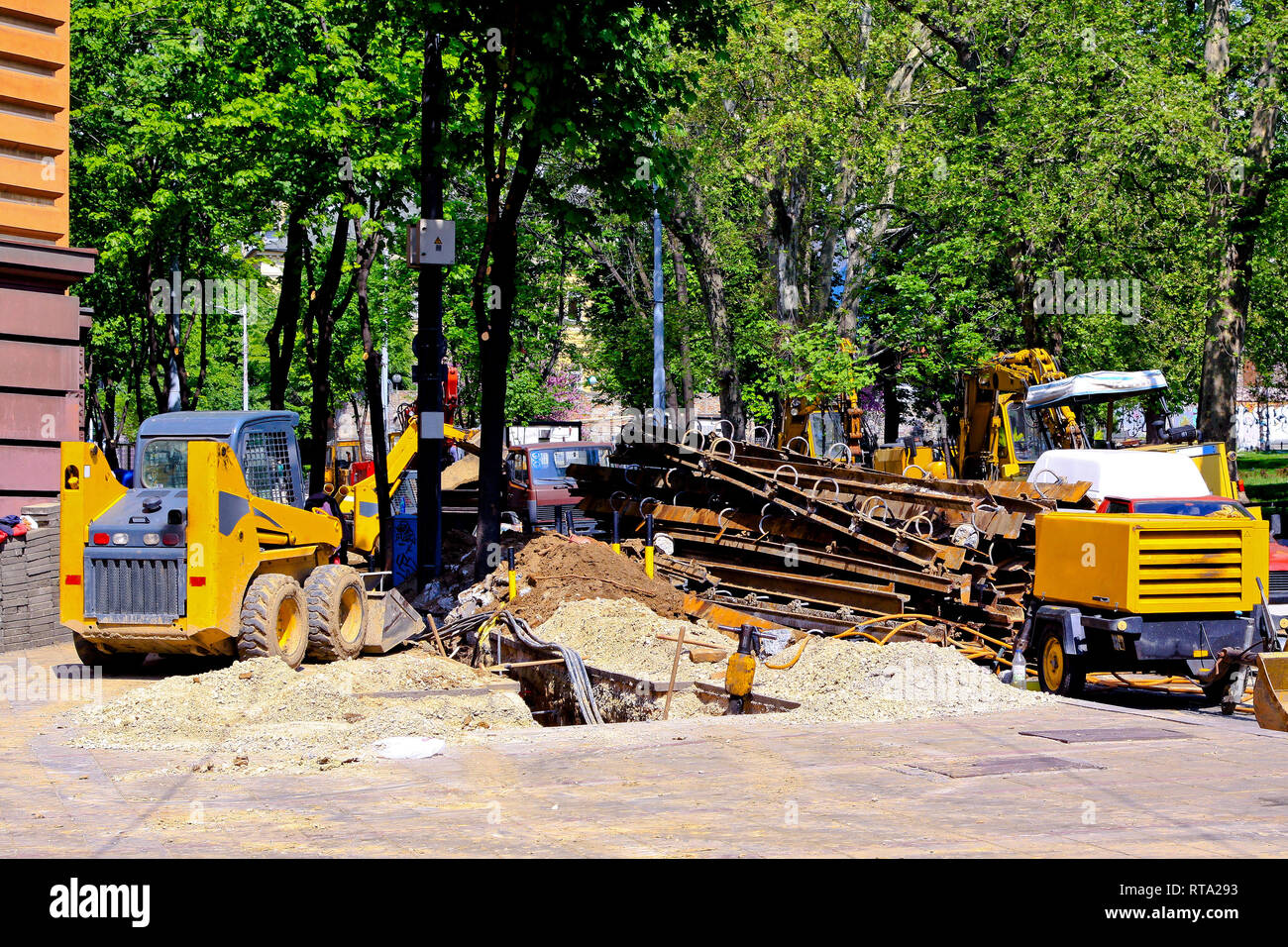 Street reconstruction and new tram rail works Stock Photo - Alamy