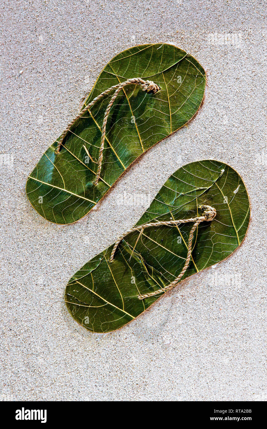 Decorative flip flops made from natural materials Stock Photo - Alamy