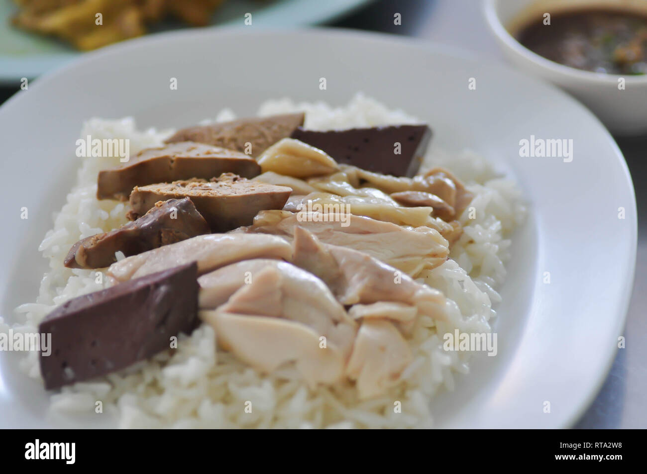 Hainanese chicken rice or Singapore chicken rice or thai chicken rice ...