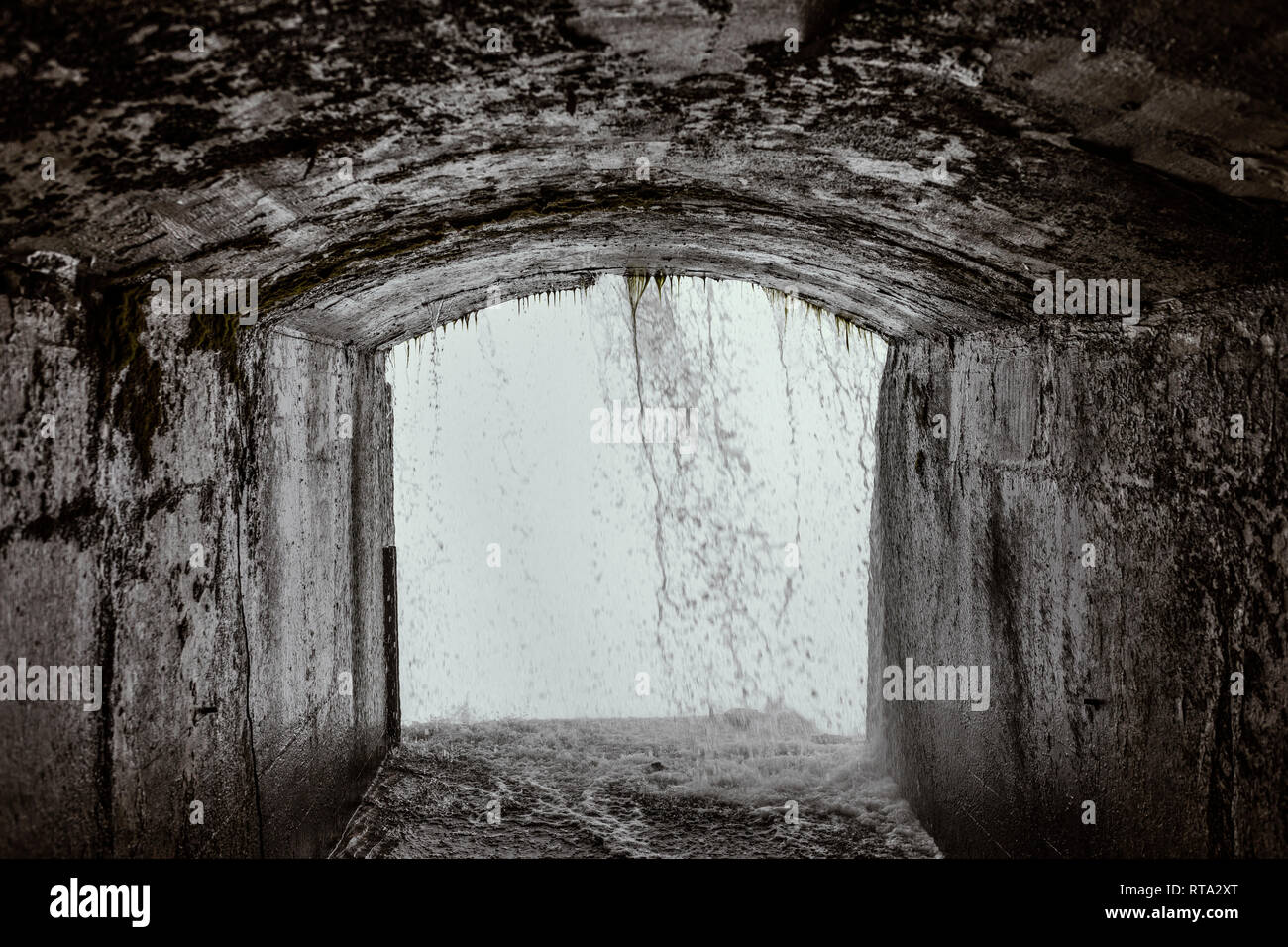 View of Niagara streams from the cave of the Journey Behind The Falls ...