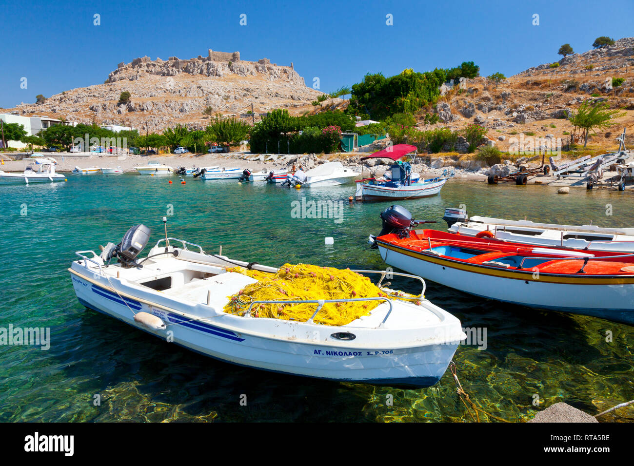 Pheraklos Castle. Haraki Bay. East Coast, Rhodes Island, The Dodecanese ...