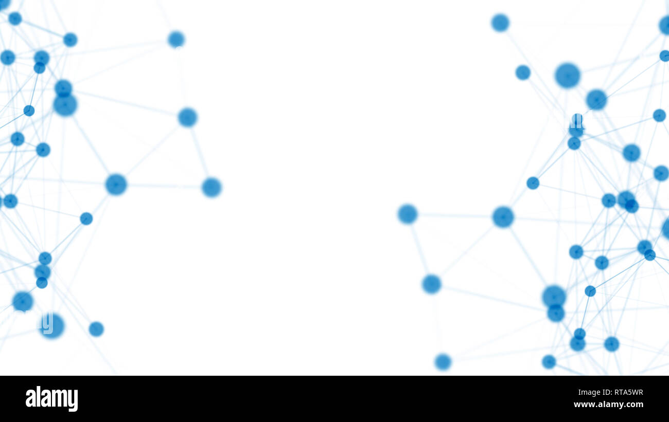 Network illustration isolated on white background. Connected blue ...