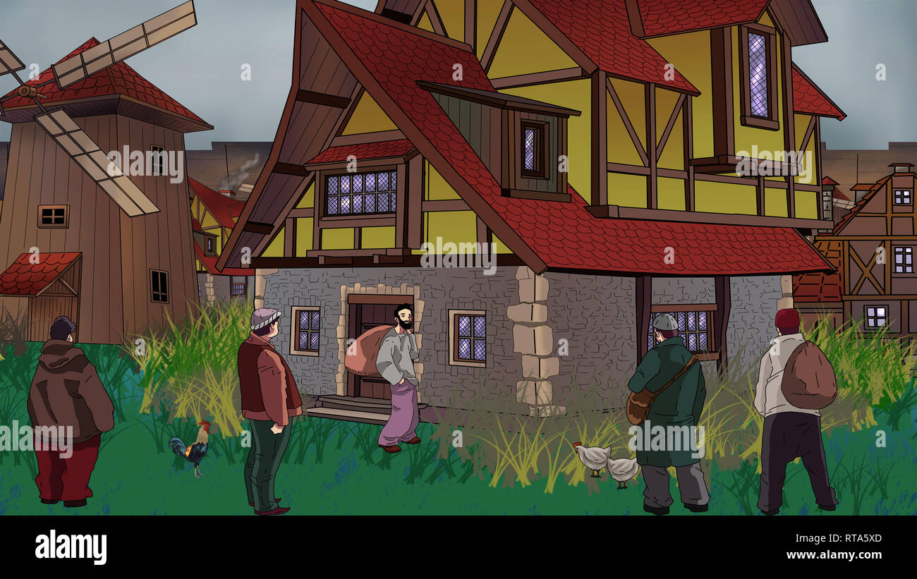 Medieval village life Stock Photo - Alamy