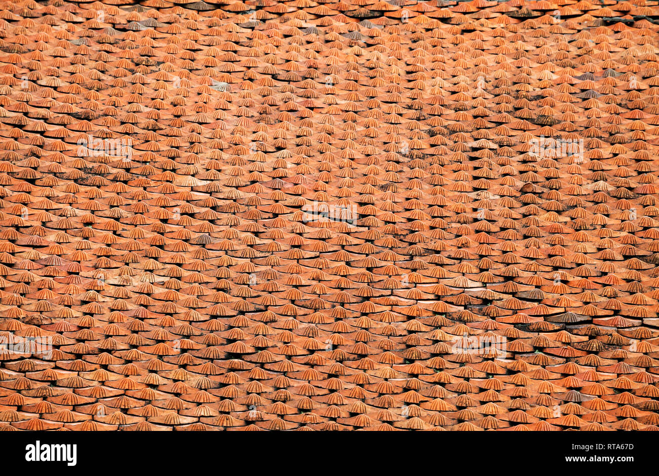 Roof of a house covered with old red tiling Stock Photo - Alamy