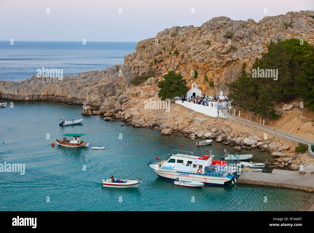 St. Paul Church. St. Paul Bay. Lindos Village, East Coast, Rodhes ...