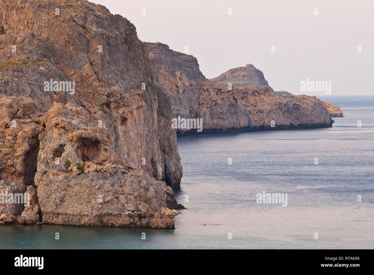 Seascape. Lindos Village, East Coast, Rodhes Island, The Dodecanese ...