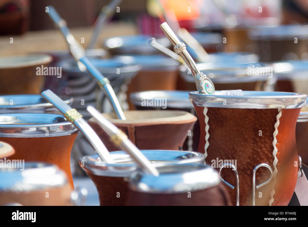 Buenos Aires State/Argentina 15/06/2014.Mate glasses in Feria Artesanal ...