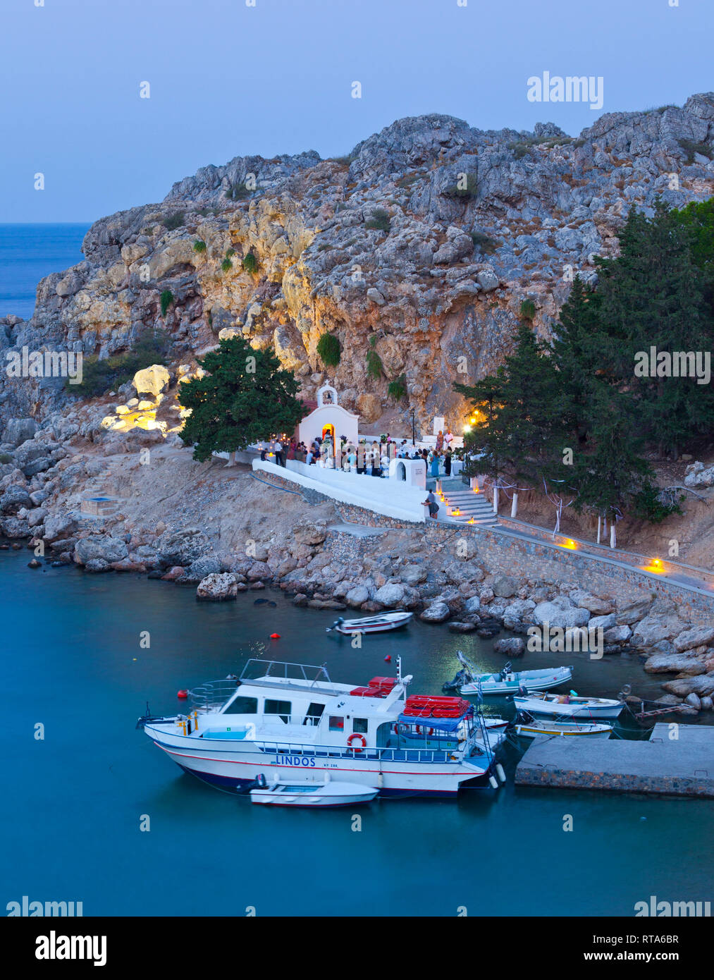 St. Paul Church. St. Paul Bay. Lindos Village, East Coast, Rodhes ...