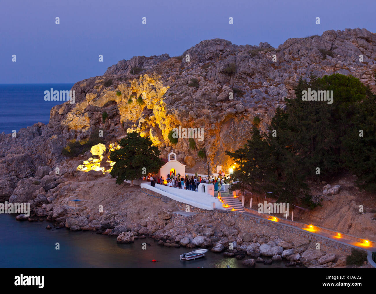 St. Paul Church. St. Paul Bay. Lindos Village, East Coast, Rodhes ...