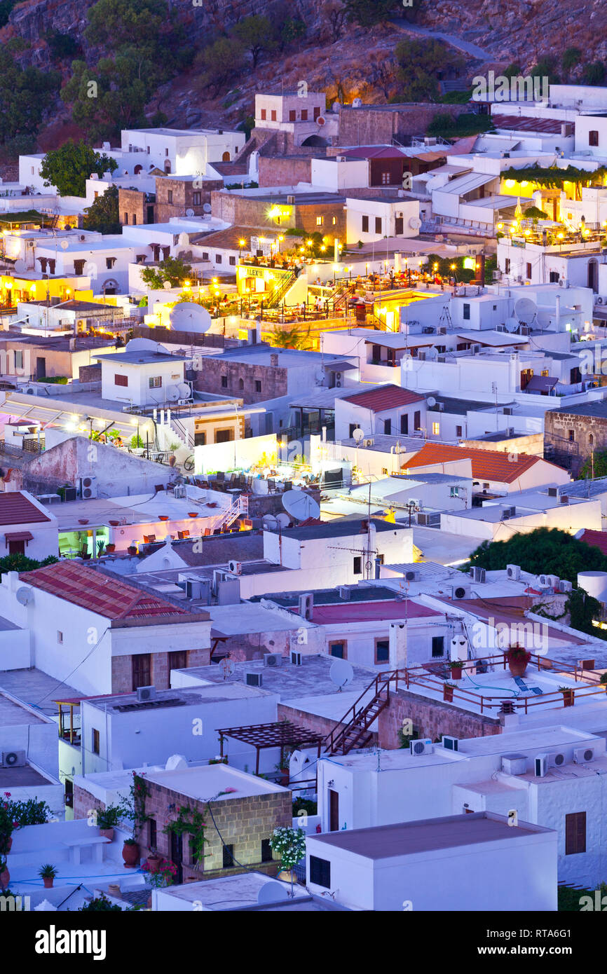 Lindos Village, East Coast, Rodhes Island, The Dodecanese Archipelago ...
