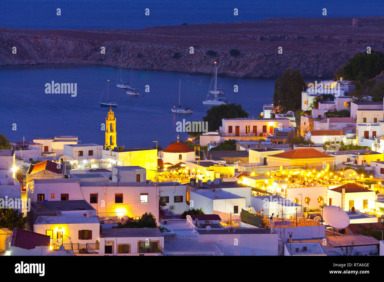 Lindos Village, East Coast, Rodhes Island, The Dodecanese Archipelago ...
