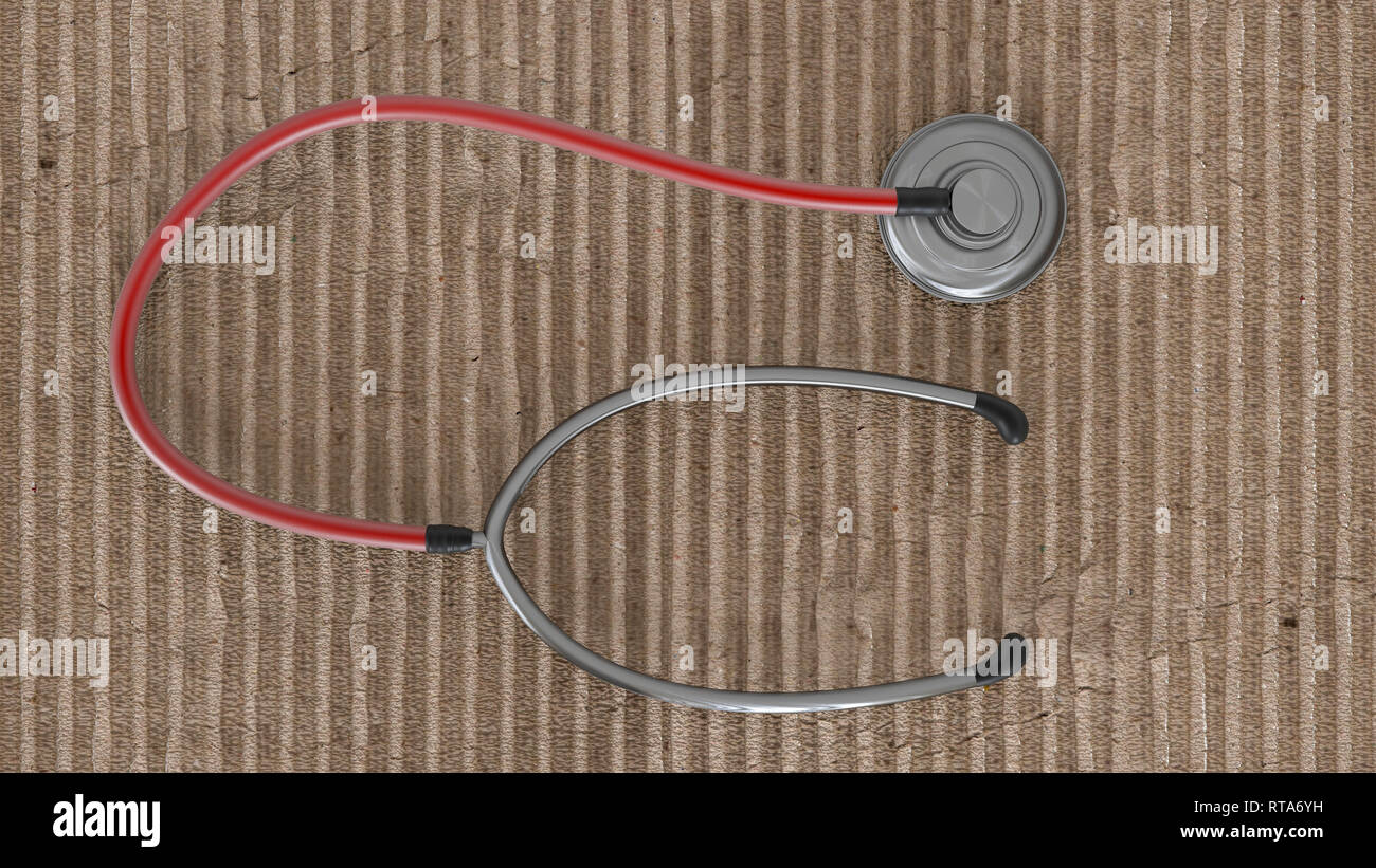 medical stethoscope on cardboard paper 3d illustration Stock Photo - Alamy