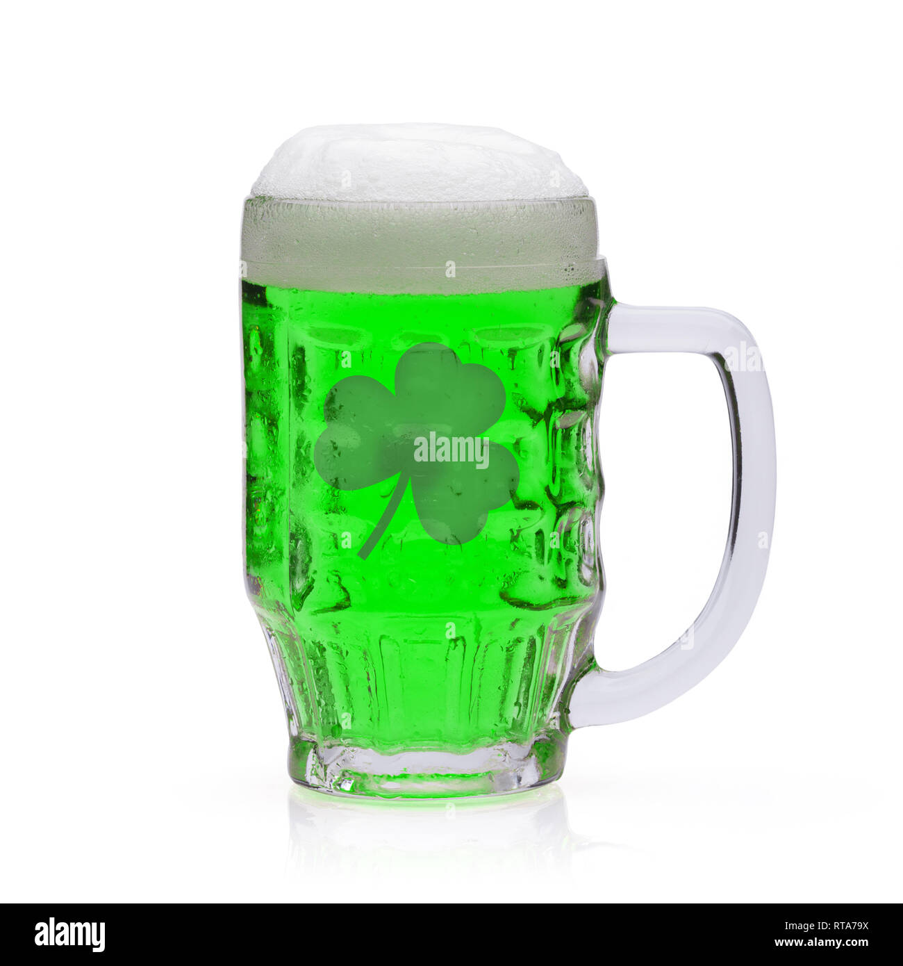 Green beer with shamrock inside. Symbol for St. Patrick’s day Stock ...