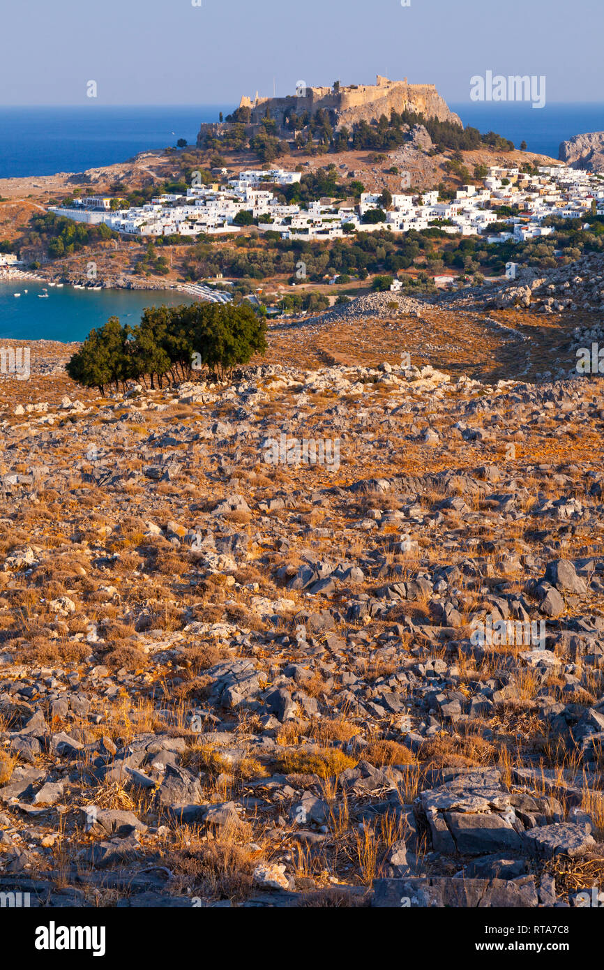 Lindos Village, East Coast, Rodhes Island, The Dodecanese Archipelago ...