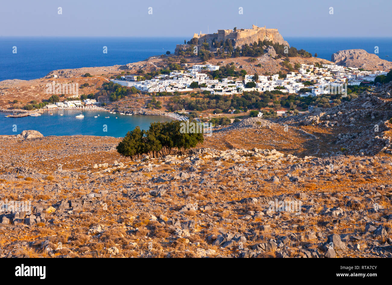 Lindos Village, East Coast, Rodhes Island, The Dodecanese Archipelago ...