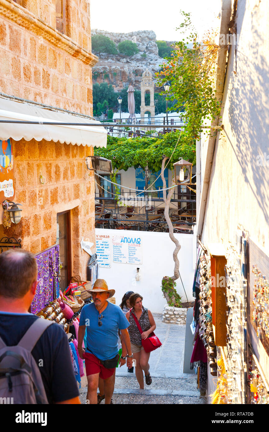 Lindos Village, East Coast, Rodhes Island, The Dodecanese Archipelago ...