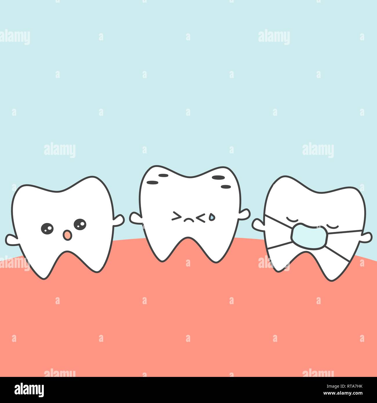 cute cartoon teeth vector funny concept illustration Stock Vector Image ...
