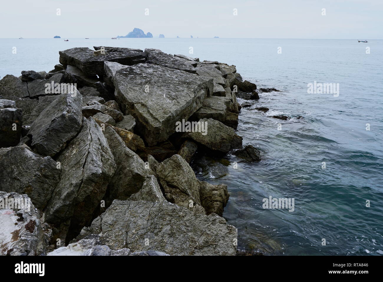 beach with rocks for breakwater at Andaman Sea Stock Photo - Alamy