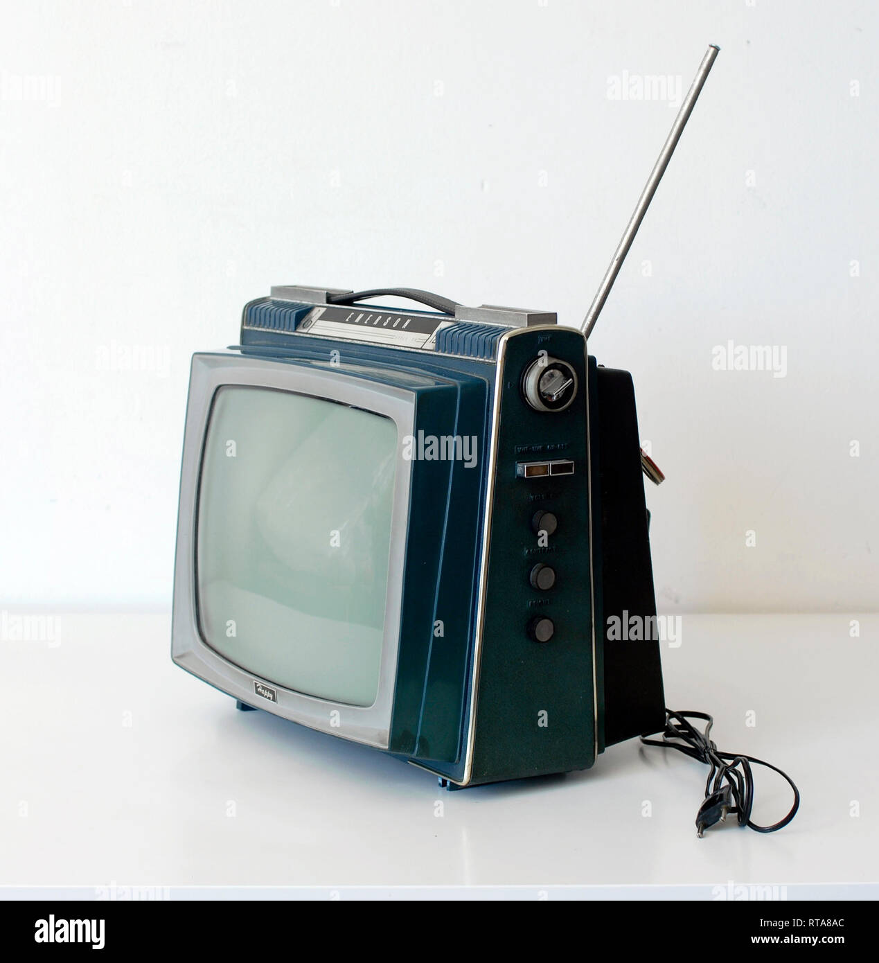 Vintage tube television, blue Stock Photo - Alamy