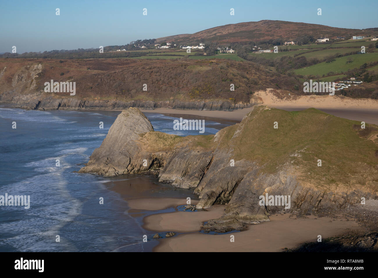 Three Cliffs Bay, Gower, Wales Stock Photo - Alamy